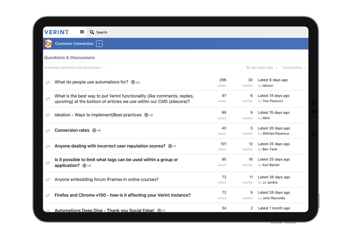 Discussion Forums - Verint Systems